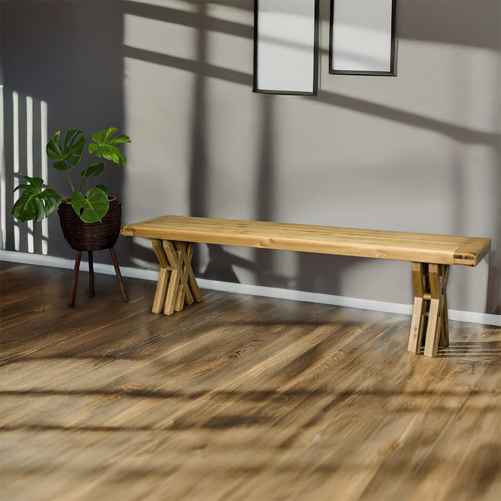 Arpege Oak Cross Leg Bench Seat 2m | Mainland Furniture NZ