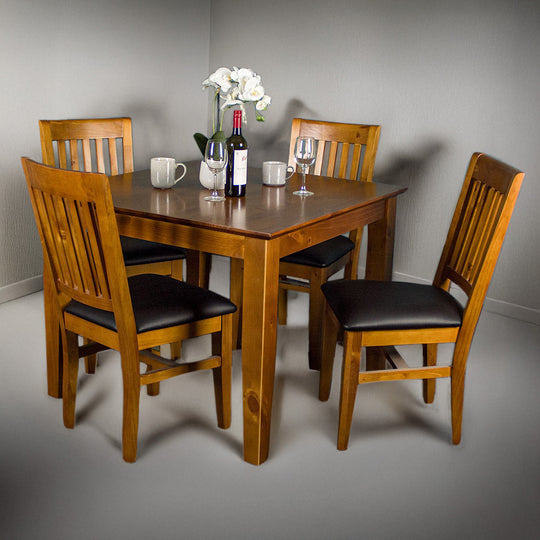Hamilton 5 Piece Dining Suite With 1m Square Table – Mainland Furniture