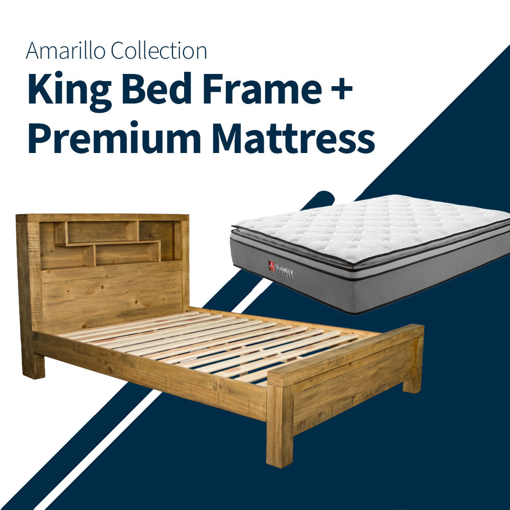 Amarillo King Bed Frame + Premium Pillow Top Mattress - Mainland Furniture