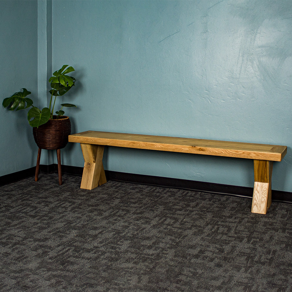 Maximus Cross Leg Oak Bench Seat (1.9m) | Mainland Furniture NZ