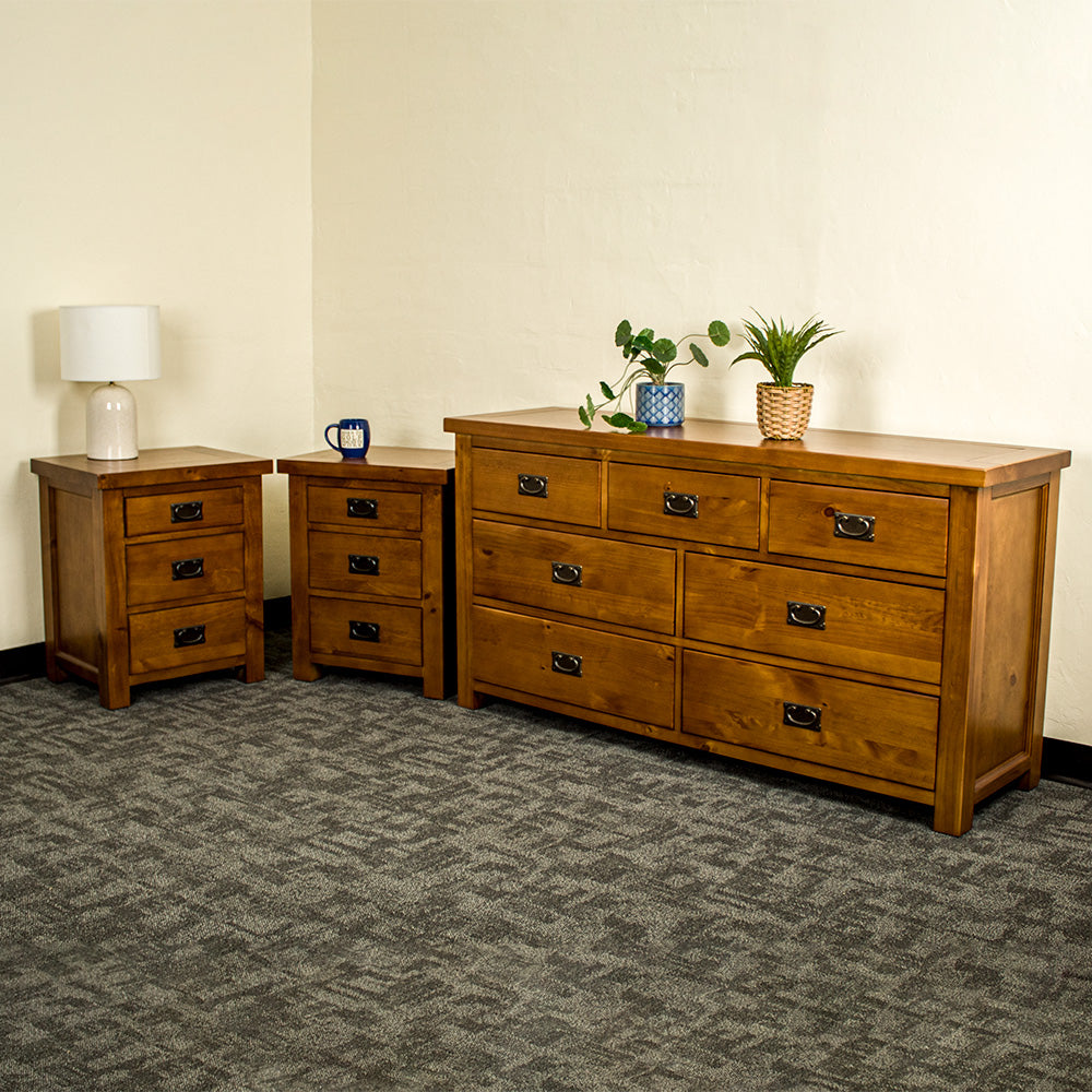 New Quebec 3 Piece Bedroom Suite With Lowboy – Mainland Furniture