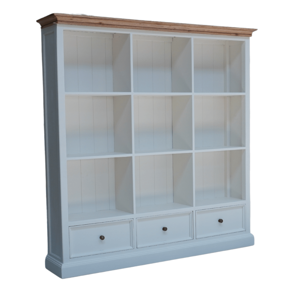 Versailles Large Oak Bookcase (White) | Mainland Furniture NZ
