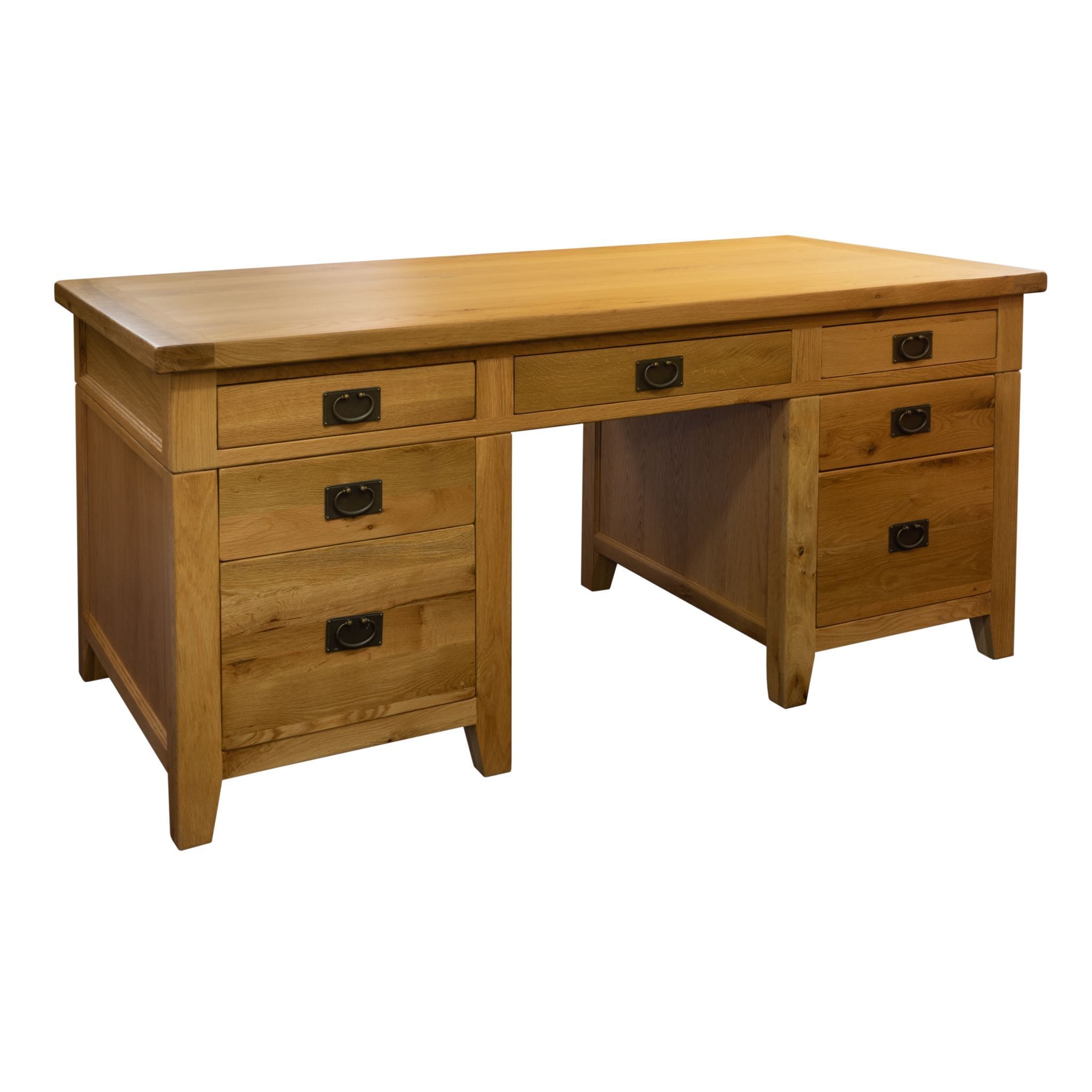Vienna 7 Drawer Oak Executive Desk | Mainland Furniture NZ